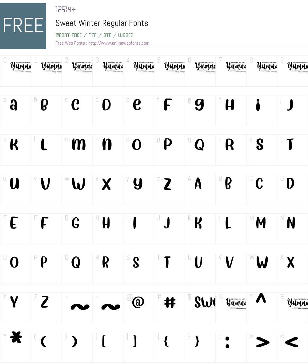 Sweet Winter Personal Use 1.00;September 14, 2020;FontCreator 12.0.0 ...