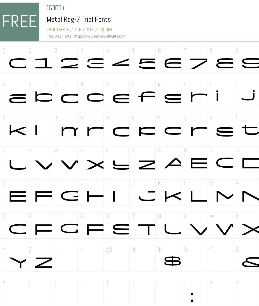 Metal Reg-7 Trial 1.000;Glyphs 3.1.2 (3150) Fonts Free Download ...