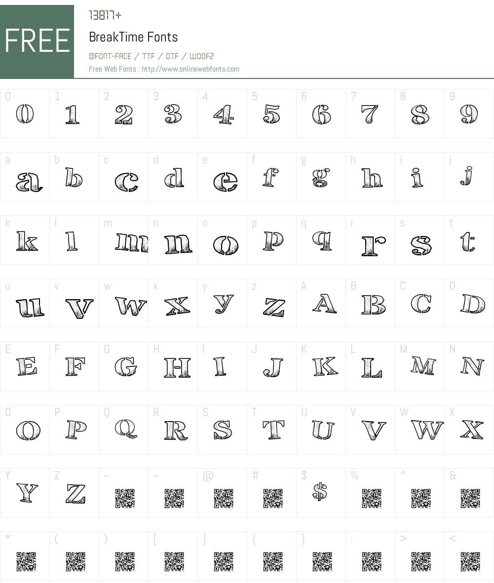 BreakTime 1.00 August 3, 2013, initial release Fonts Free Download - OnlineWebFonts.COM