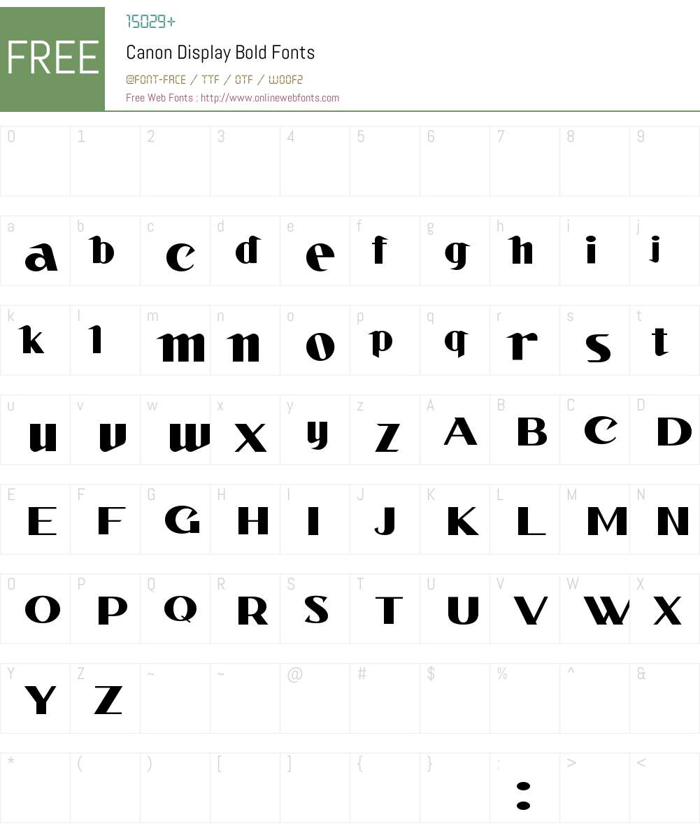 Canon Display Bold 1.00;June 15, 2019;FontCreator 11.5.0.2430 64-bit ...