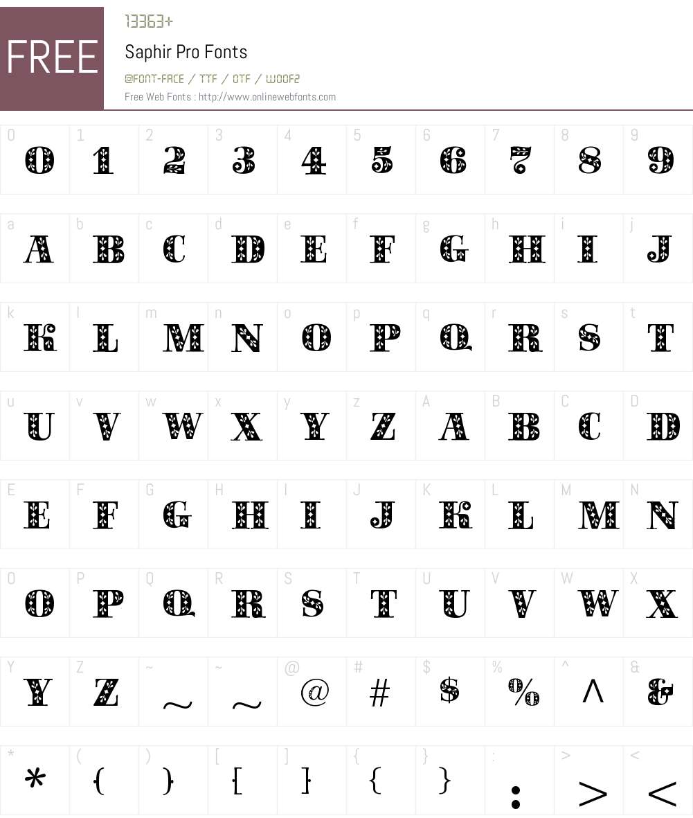 Saphir Pro 1.00 Fonts Free Download - OnlineWebFonts.COM