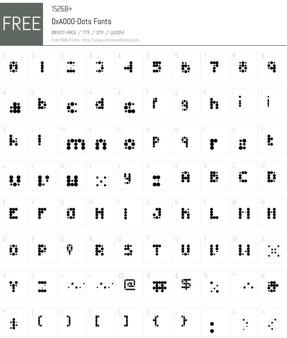 0xA000-Dots 0.1 Fonts Free Download - OnlineWebFonts.COM