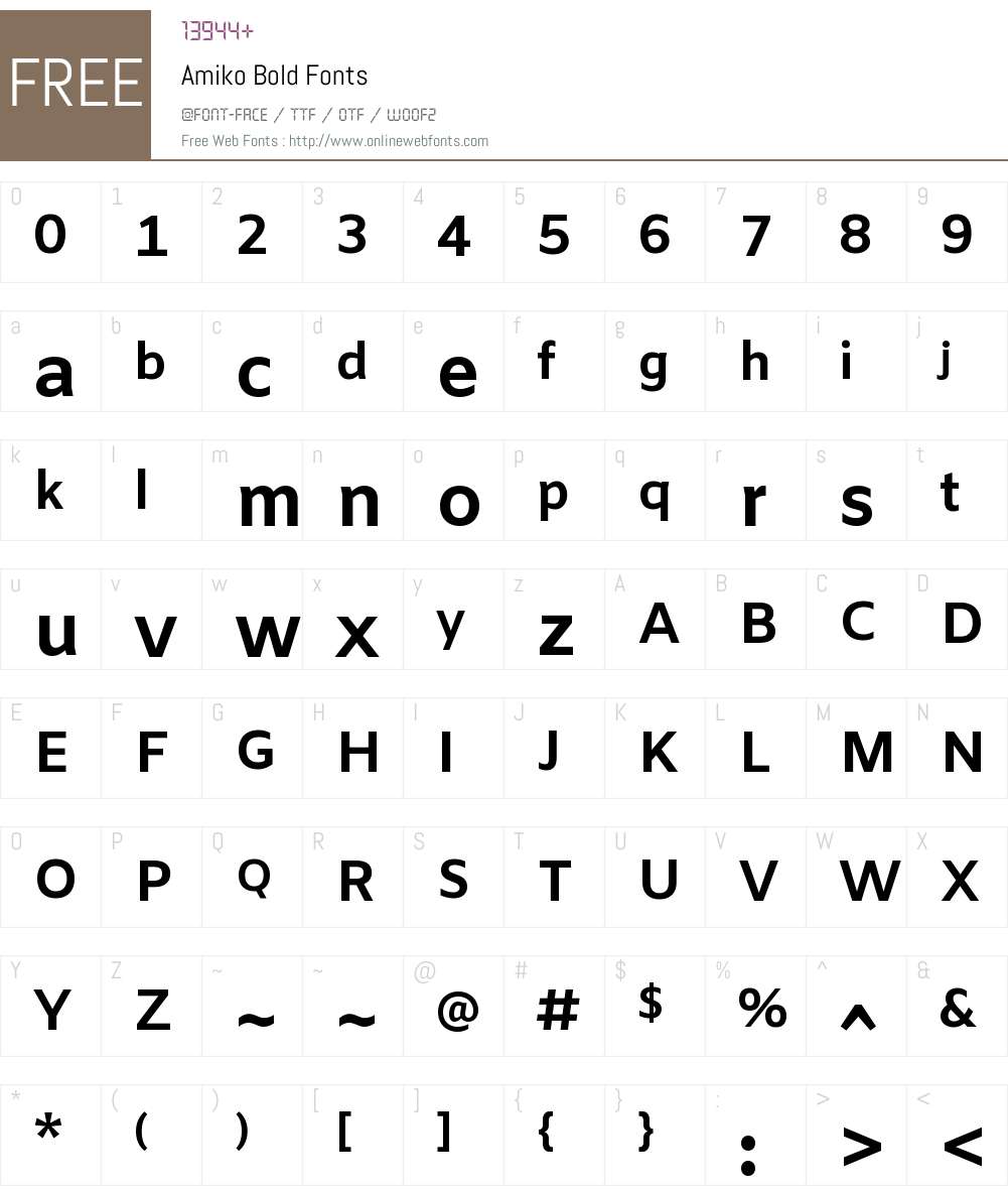 Amiko Bold 1.000; ttfautohint (v1.3) Fonts Free Download ...