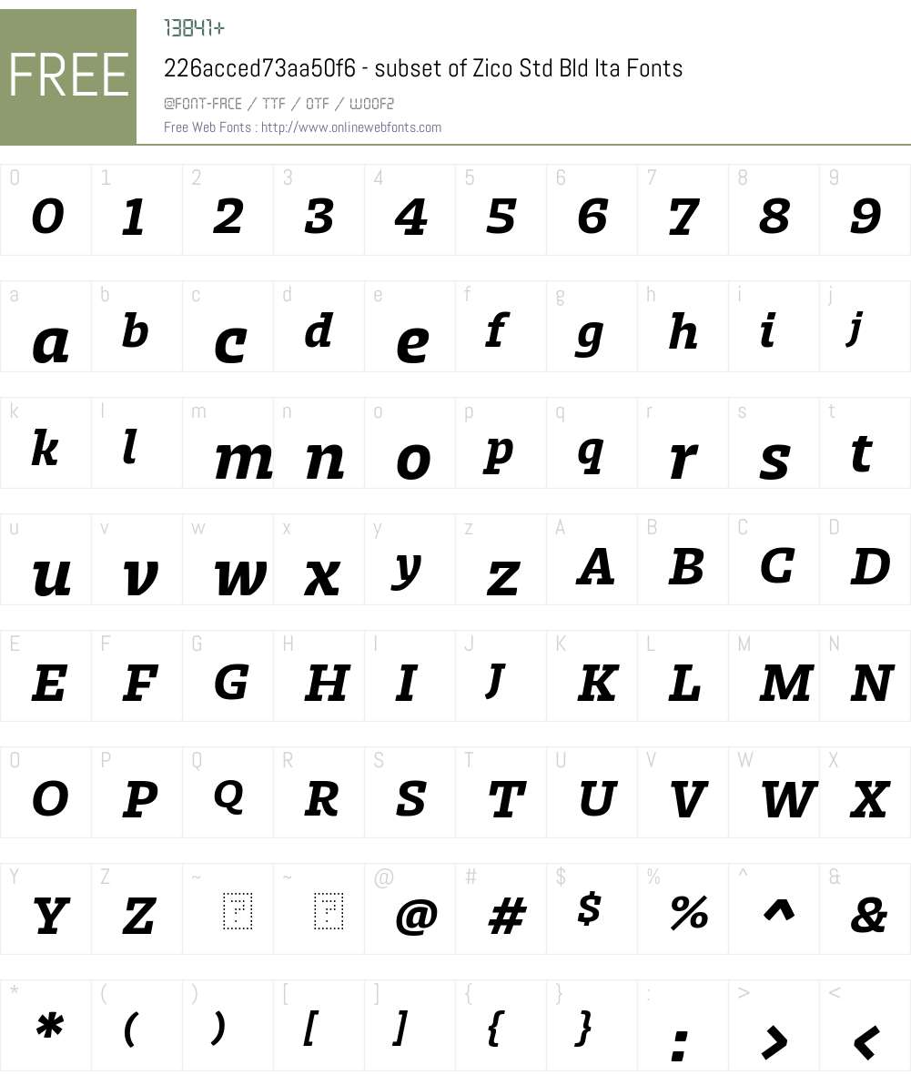 226acced73aa50f6 - subset of Zico Std Bld Ita 1.0; 2016 Fonts Free ...