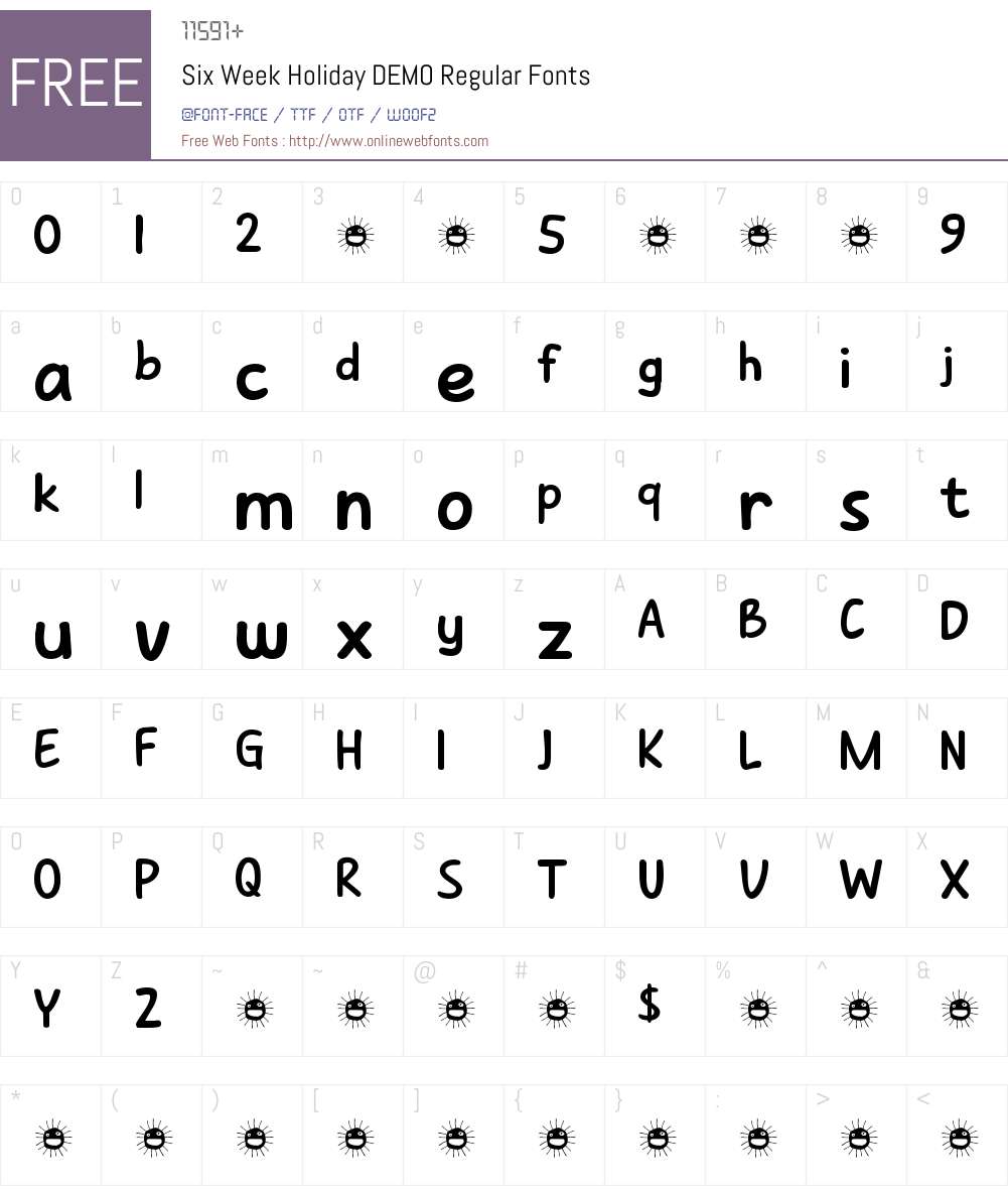 Six Week Holiday DEMO 1.000;Glyphs 3.2 (3201) Fonts Free Download ...