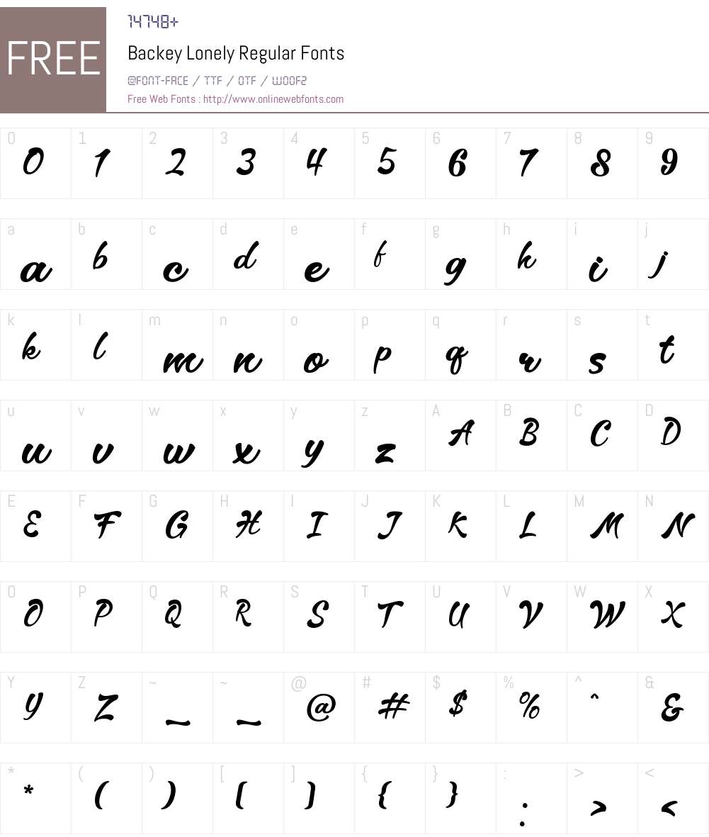 Backey Lonely 1.000 Fonts Free Download - OnlineWebFonts.COM
