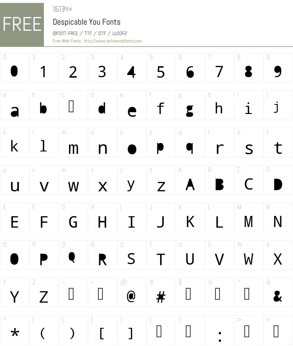 Despicable You 1.00;March 21, 2018;FontCreator 11.0.0.2408 32-bit Fonts ...