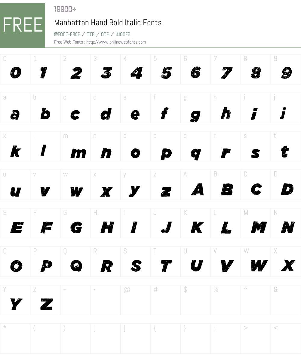 Manhattan Hand Bold Italic 1.001 Fonts Free Download - OnlineWebFonts.COM