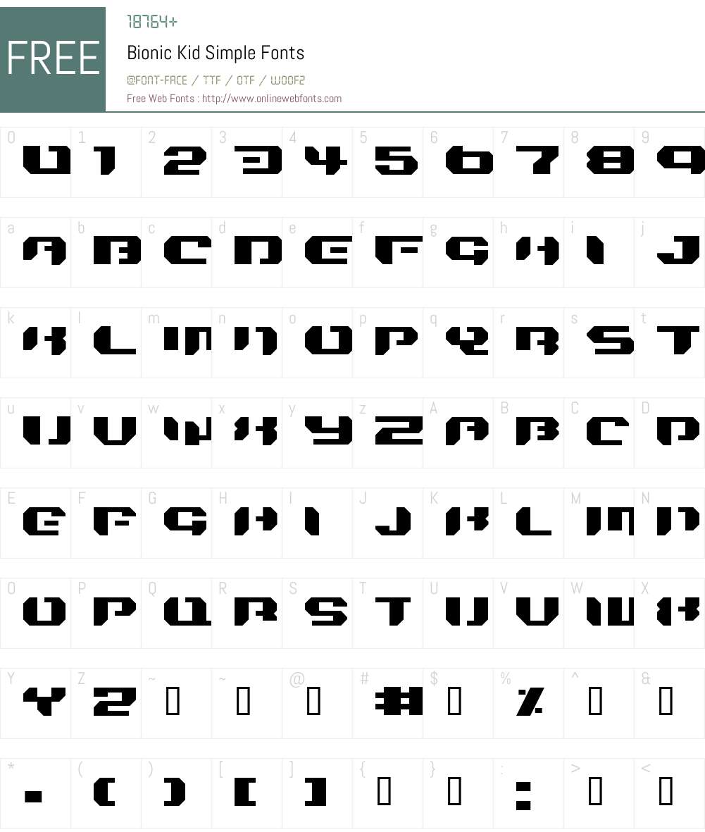 Bionic Kid Simple V1 www.pizzadude.cjb.net Fonts Free Download ...