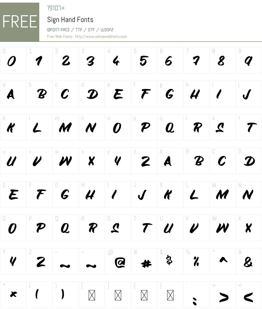 Sign Hand 1.00;May 7, 2020;FontCreator 12.0.0.2552 64-bit Fonts Free ...