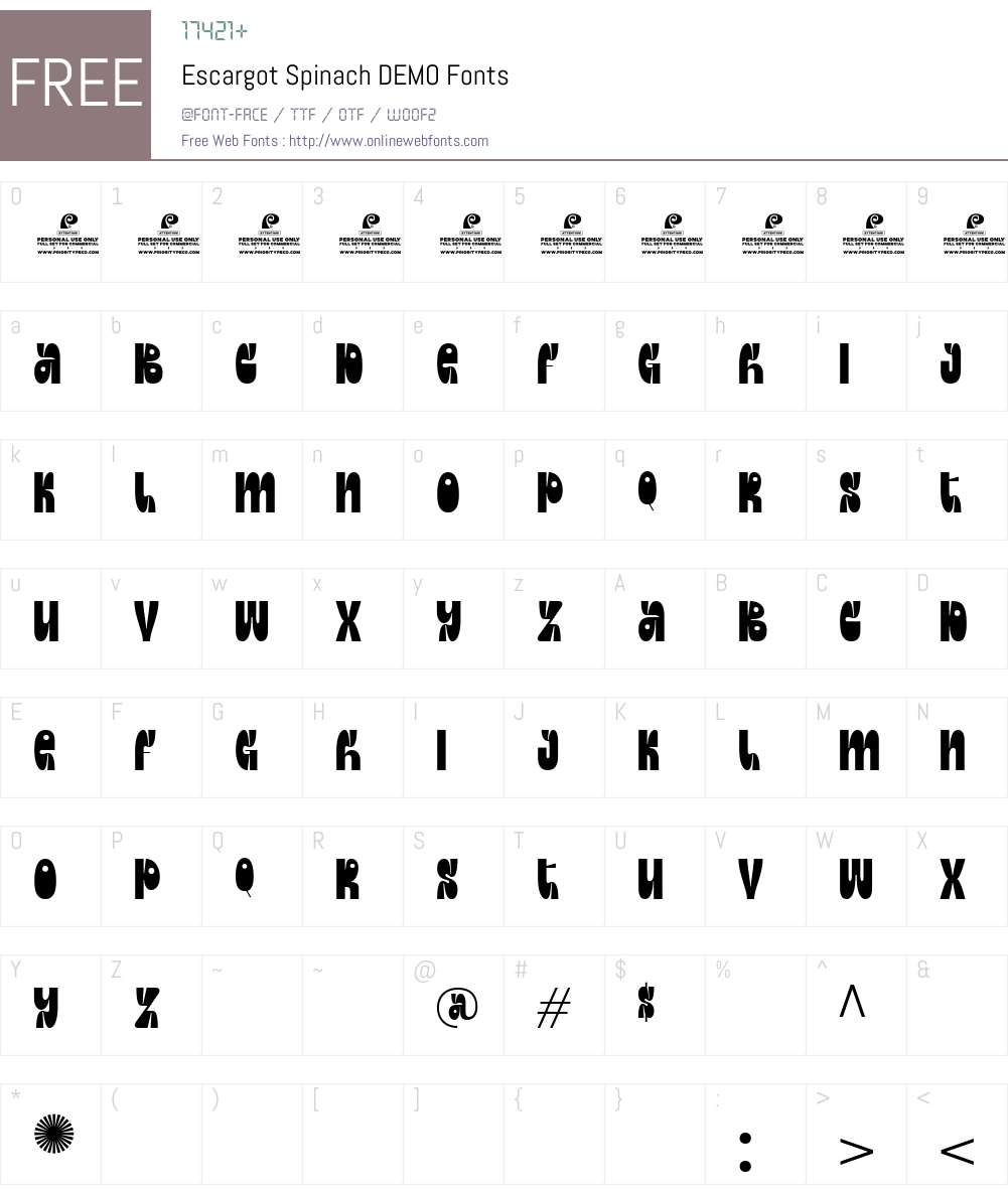 Escargot Spinach DEMO 1.000 Fonts Free Download - OnlineWebFonts.COM