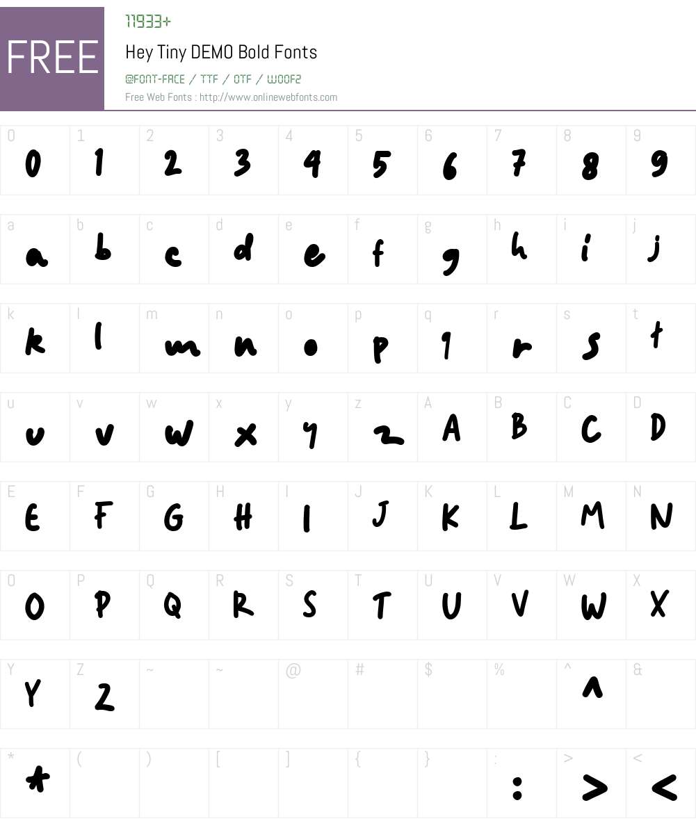 Hey Tiny DEMO 1.000 Fonts Free Download - OnlineWebFonts.COM