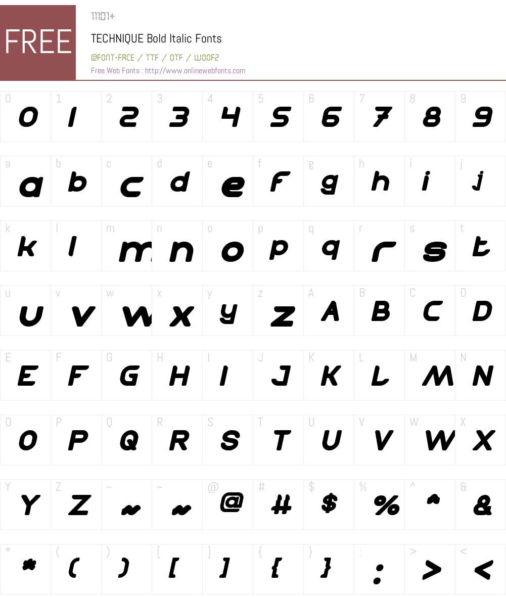 TECHNIQUE Bold Italic 1.00;August 27, 2019;FontCreator 11.5.0.2430 64 ...