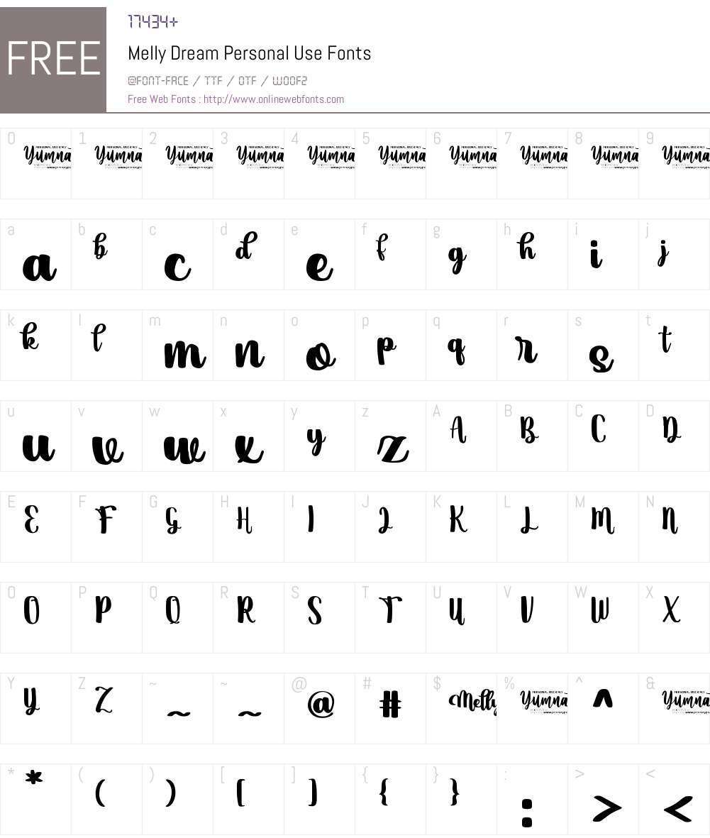 Melly Dream Personal Use 1.00;November 18, 2020;FontCreator 13.0.0.2683 ...