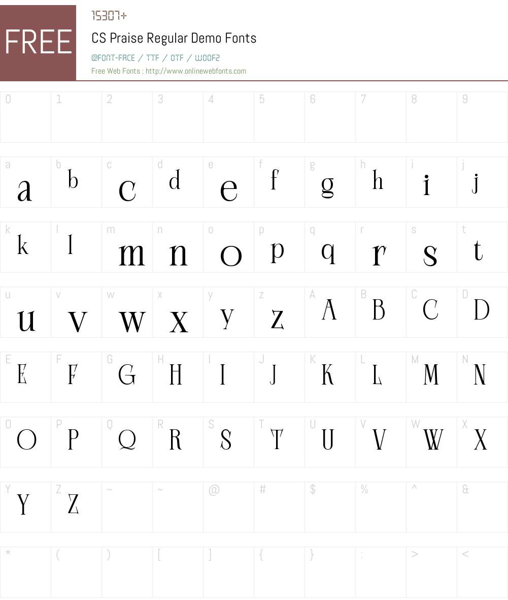 CS Praise Demo 1.000 Fonts Free Download - OnlineWebFonts.COM