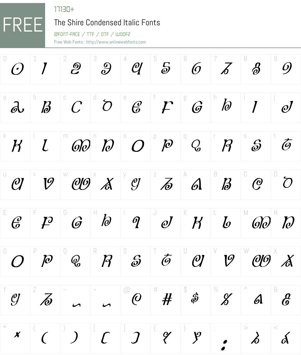 The Shire Condensed Italic 1 Fonts Free Download - OnlineWebFonts.COM
