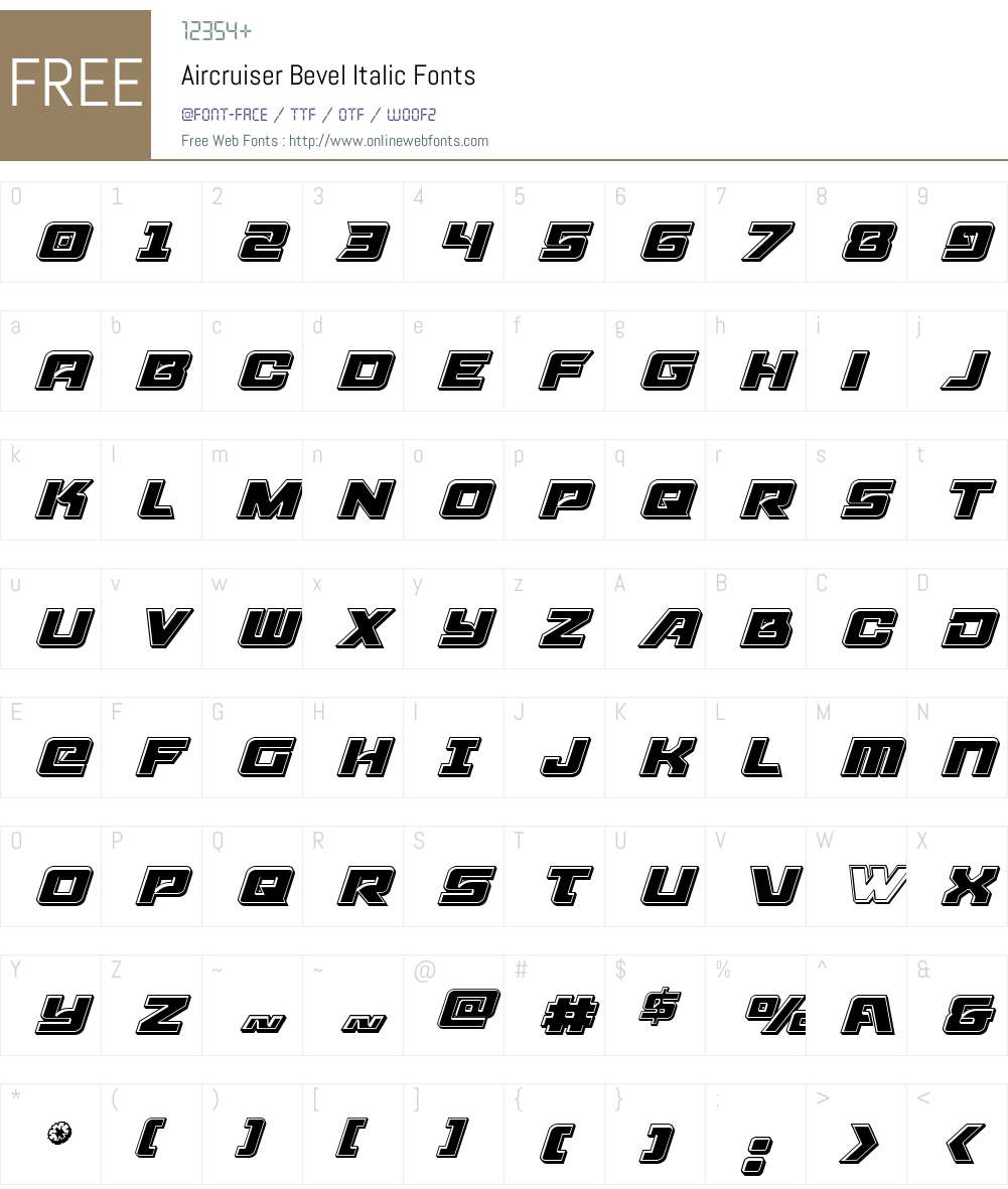 Aircruiser Bevel Italic 2.0; 2016 Fonts Free Download - OnlineWebFonts.COM