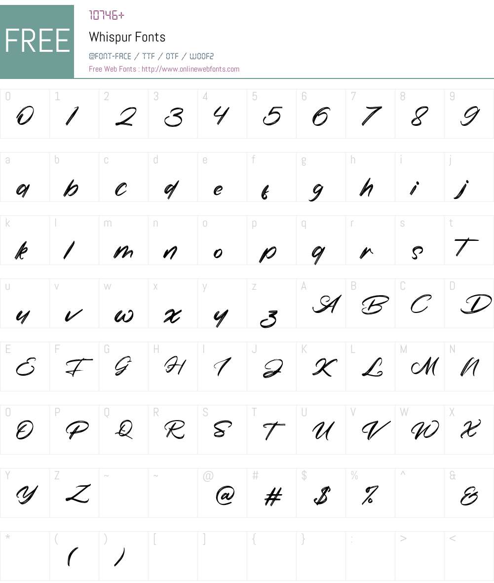 Whispur 1.00;October 11, 2021;FontCreator 12.0.0.2560 64-bit Fonts Free ...