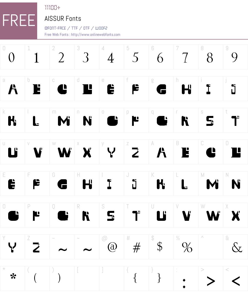 AISSUR 1.00 February 20, 2014, initial release Fonts Free Download ...