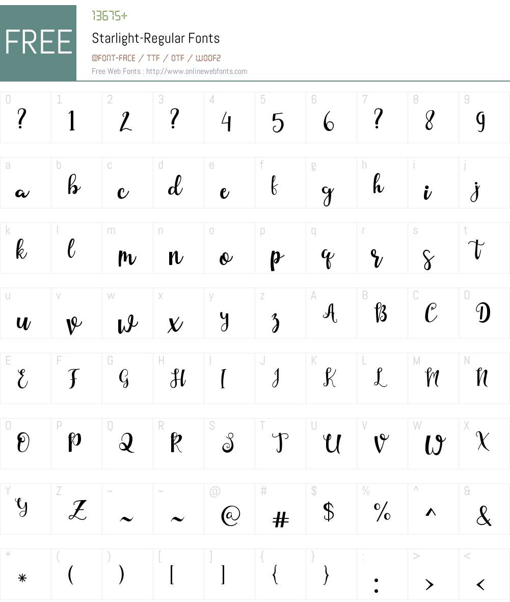 Starlight-Regular 1.000 Fonts Free Download - OnlineWebFonts.COM