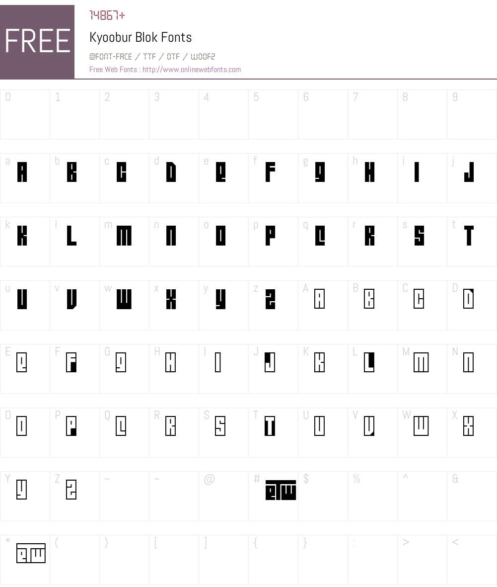 Kyoobur Blok 1.00 December 24, 2016, initial release Fonts Free ...