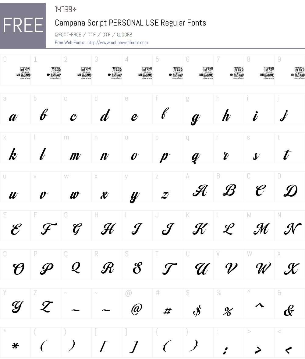 Campana Script PERSONAL USE 1.000;Glyphs 3.2 (3222) Fonts Free Download ...