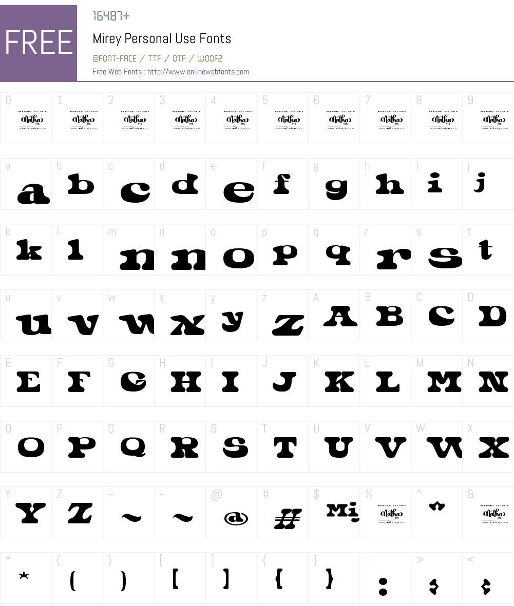 Mirey Personal Use 1.00;March 16, 2023;FontCreator 13.0.0.2683 64-bit ...