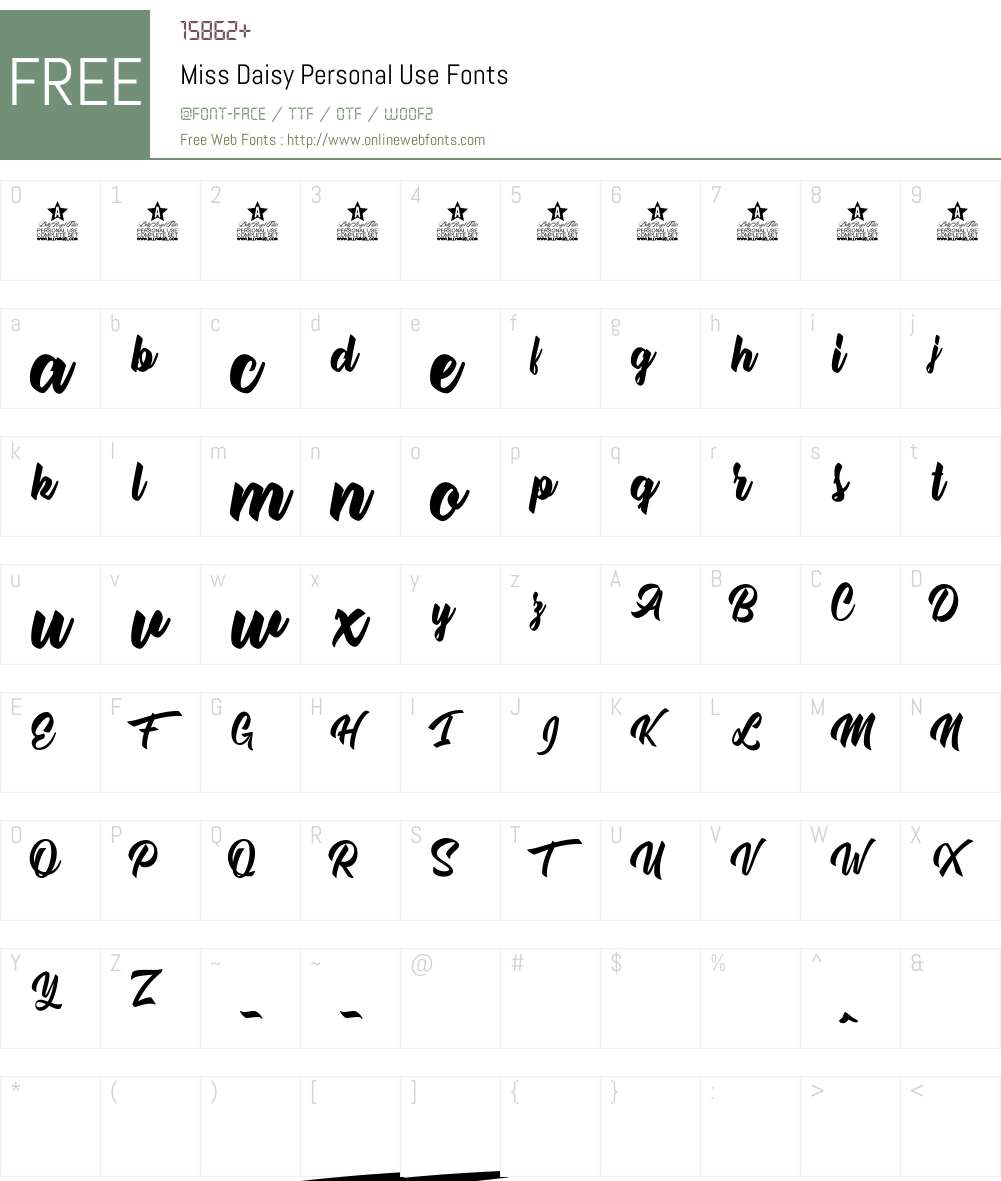 Miss Daisy Personal Use 1.000 Fonts Free Download - OnlineWebFonts.COM