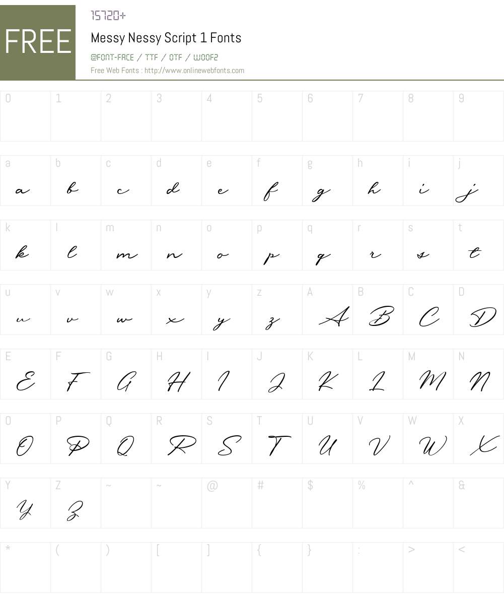 Messy Nessy Script 1 1.000 Fonts Free Download - OnlineWebFonts.COM