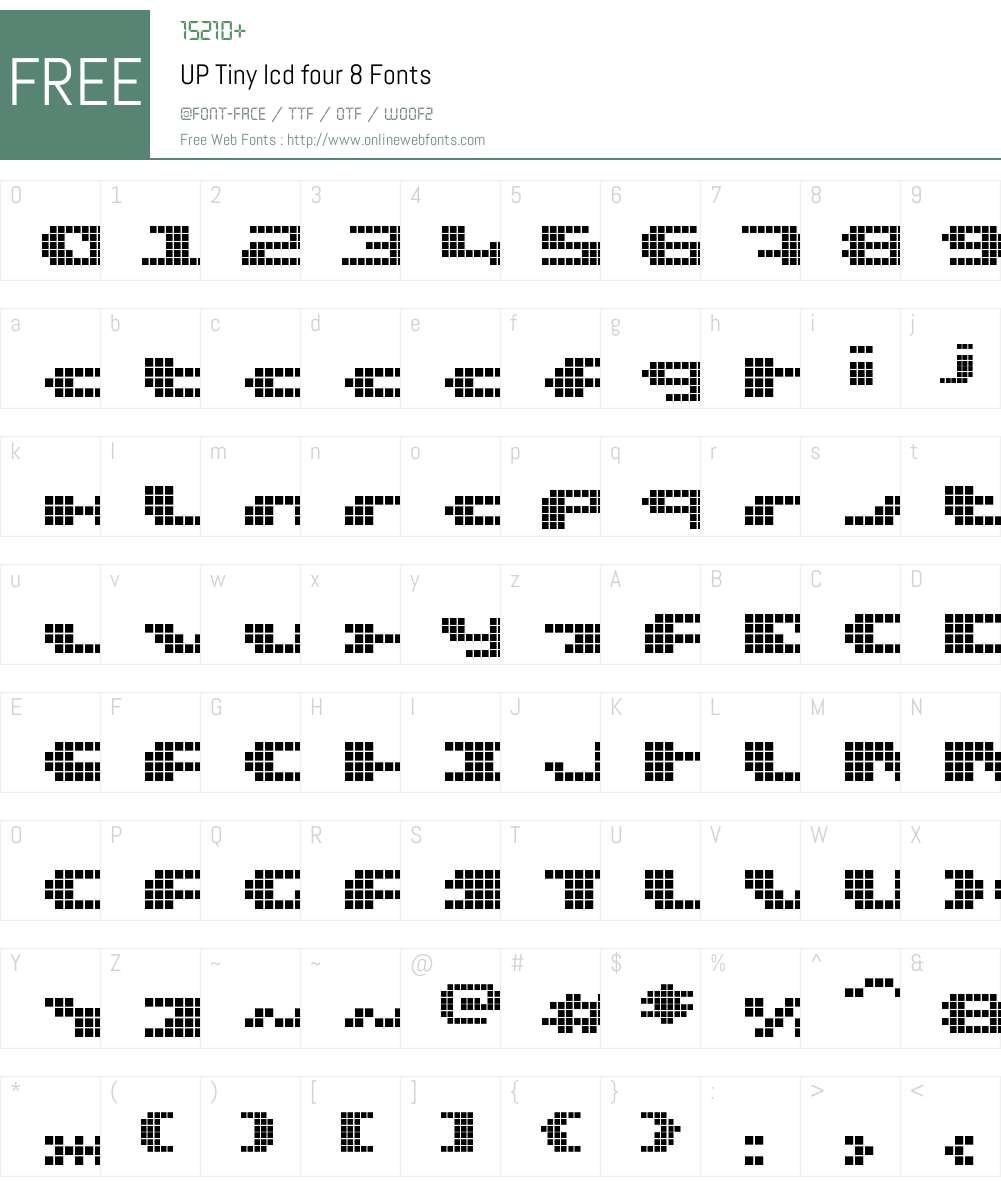 UP Tiny lcd four 8 1.3 2008 Fonts Free Download - OnlineWebFonts.COM