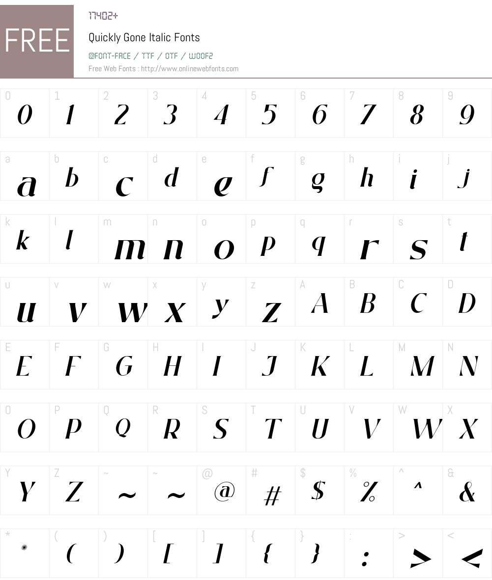 Quickly Gone 1.00;April 29, 2022;FontCreator 11.5.0.2422 64-bit Fonts ...