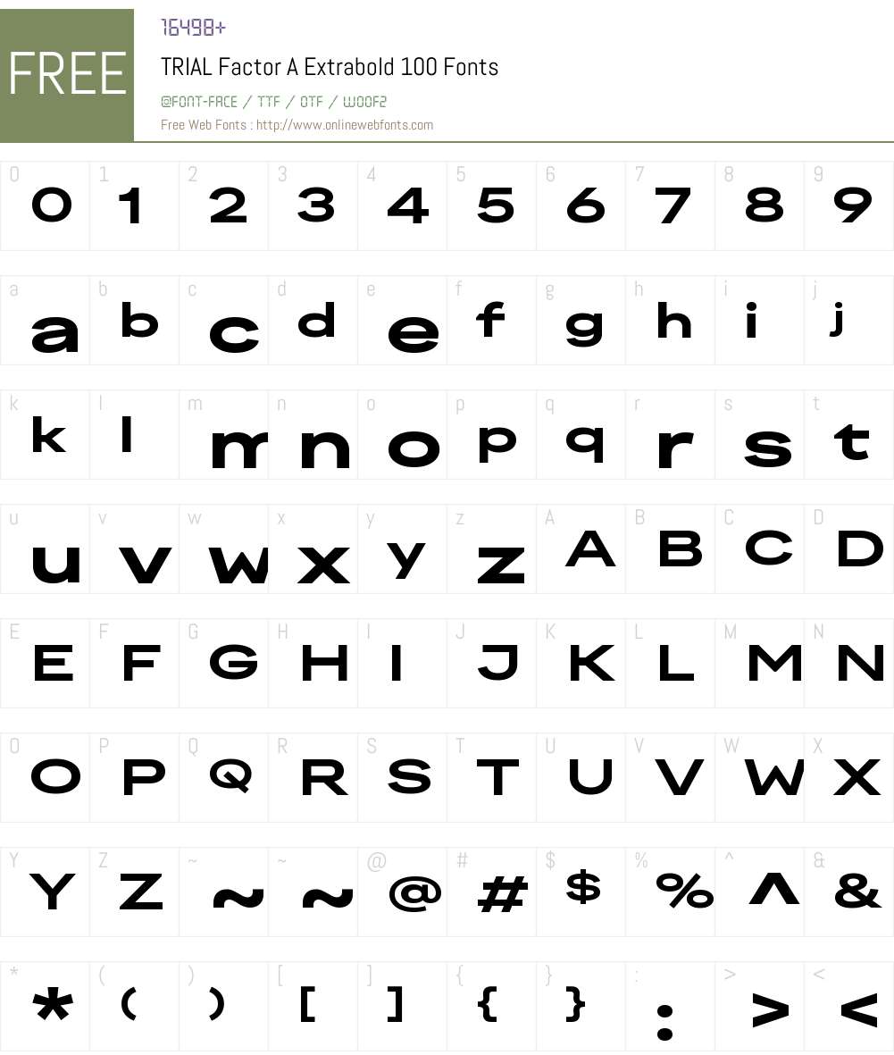 TRIAL Factor A Extrabold 100 2 Fonts Free Download - OnlineWebFonts.COM