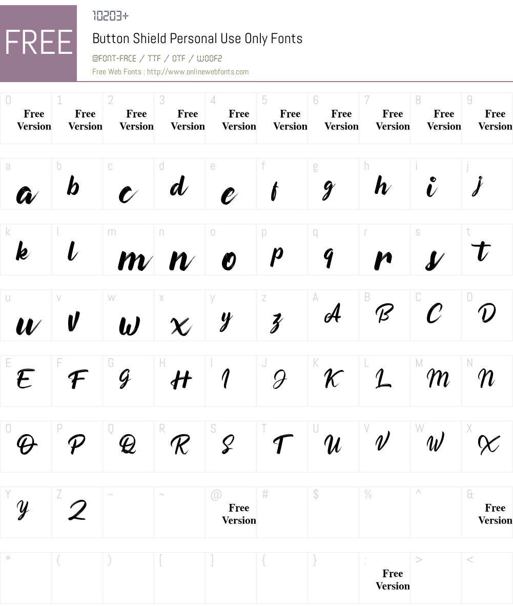 Button Shield Personal Use Only 1.00;May 9, 2019;FontCreator 11.0.0 ...