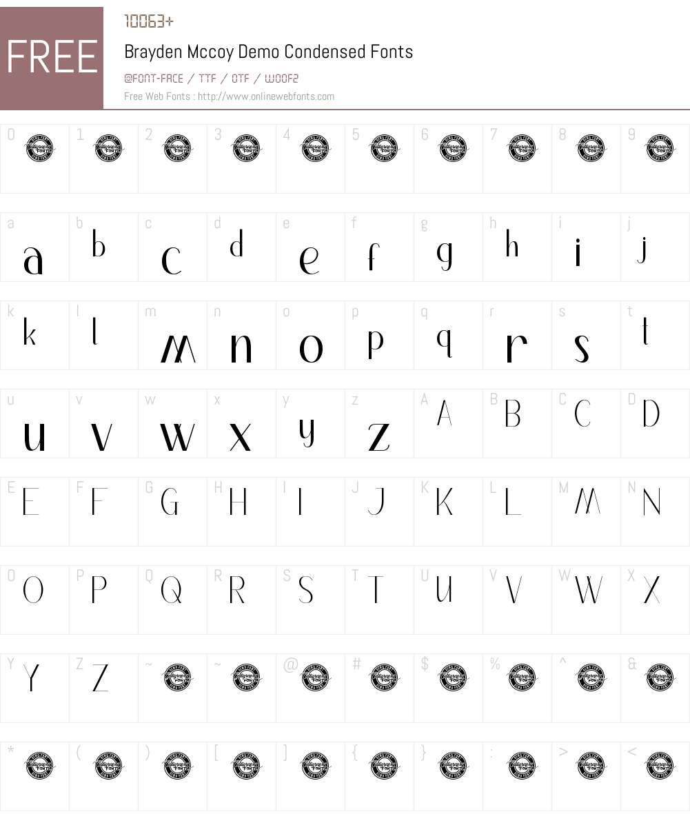 Brayden Mccoy Demo Condensed 1.004;Fontself Maker 3.5.4 Fonts Free ...