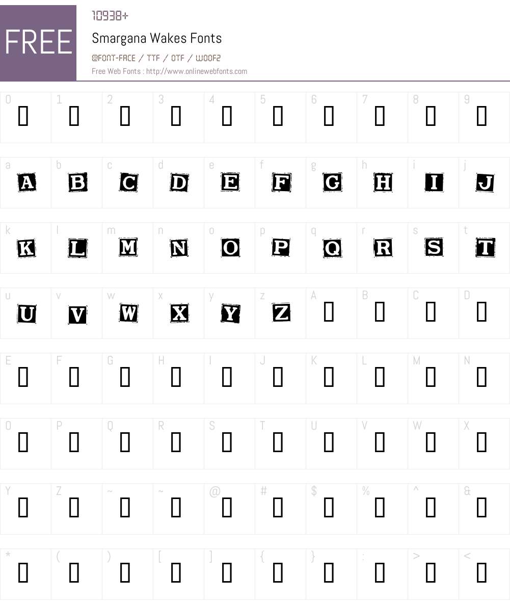 Smargana Wakes V1 Macromedia Fontographer 4.1.5 10/1/98 Fonts Free ...