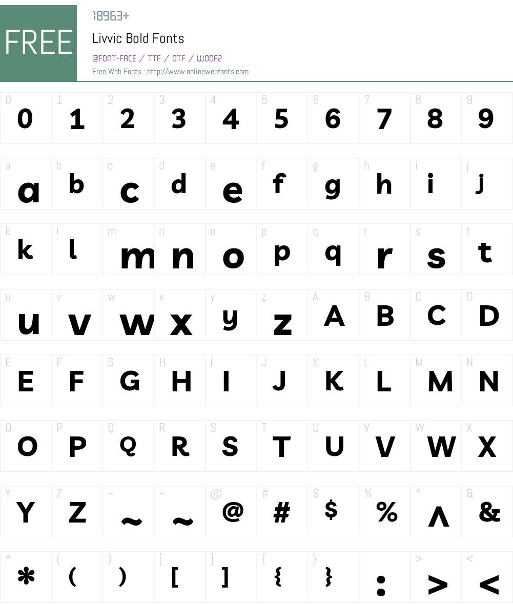 Livvic Bold 1.001; ttfautohint (v1.8.2) Fonts Free Download ...