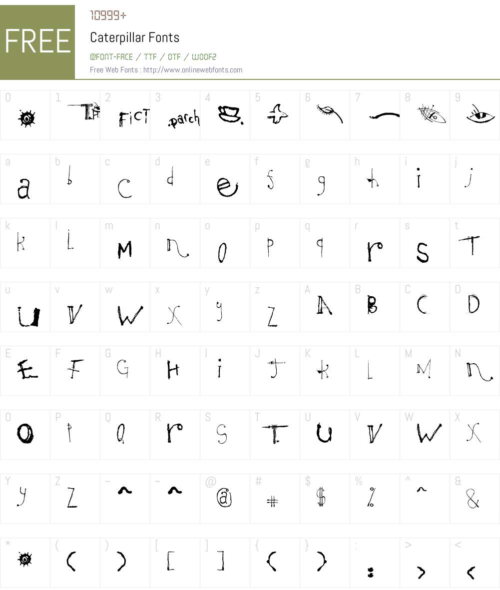 Caterpillar V1 Macromedia Fontographer 4.1.5 6/7/97 Fonts Free Download ...