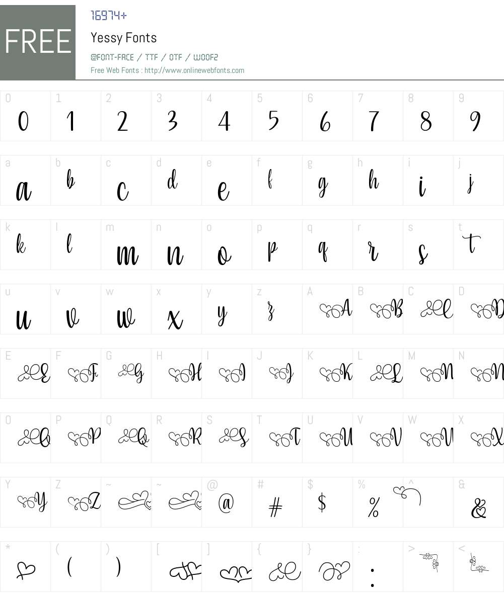 Yessy 1.00;July 16, 2018 Fonts Free Download - OnlineWebFonts.COM