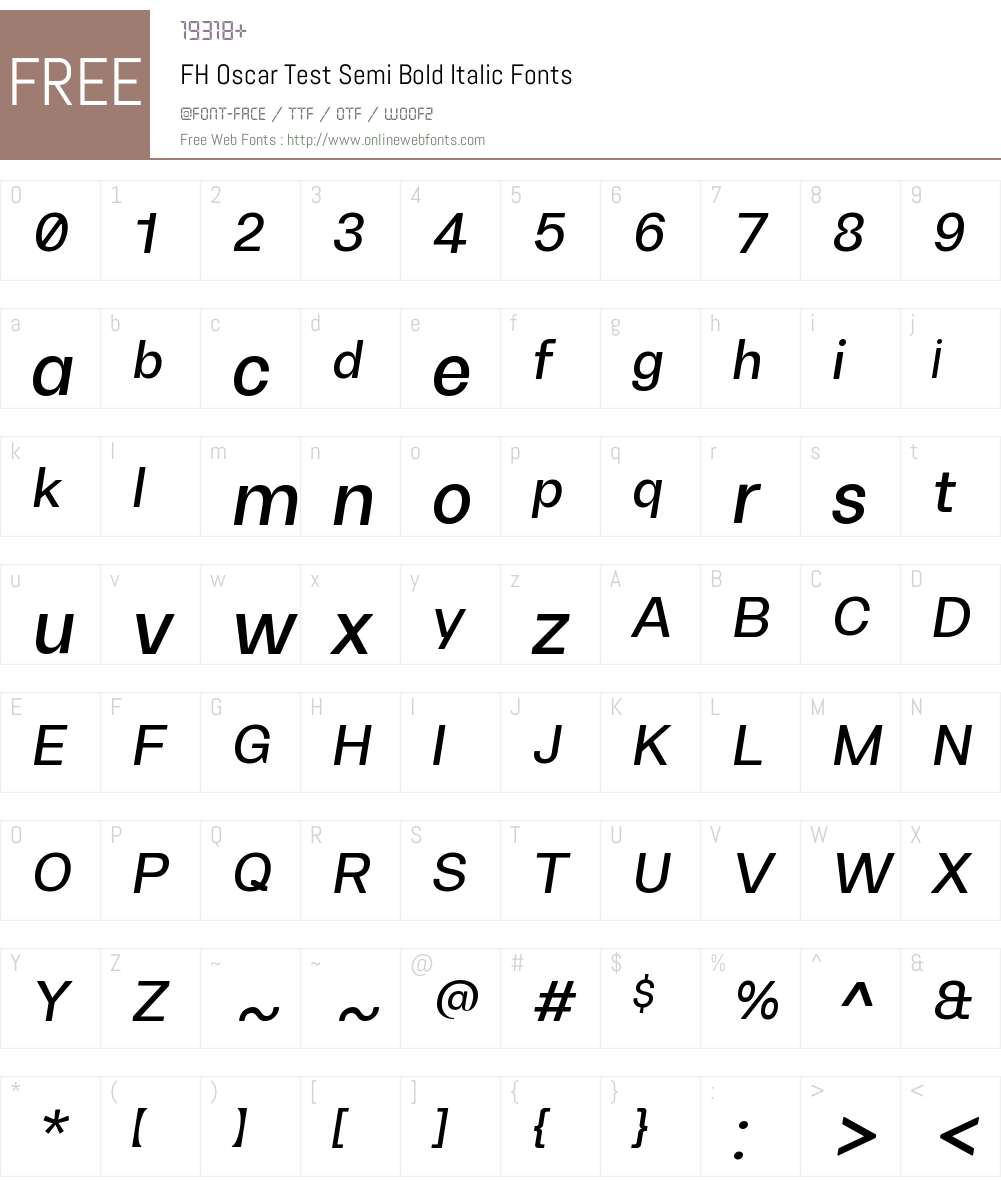 FH Oscar Test Semi Bold Italic 2.000;Glyphs 3.1.1 (3148) Fonts Free ...