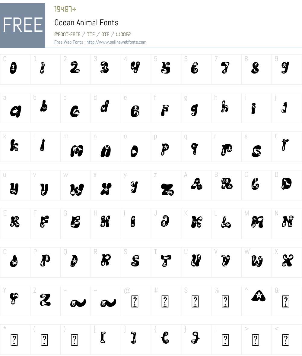 Ocean Animal 1.00;March 22, 2024;FontCreator 13.0.0.2683 64-bit Fonts ...