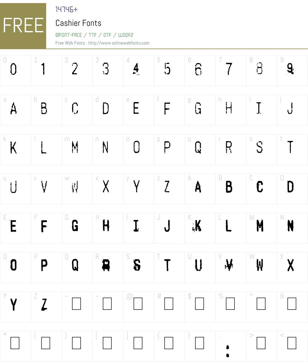 Cashier 1.00 March 7, 2011, initial release Fonts Free Download ...