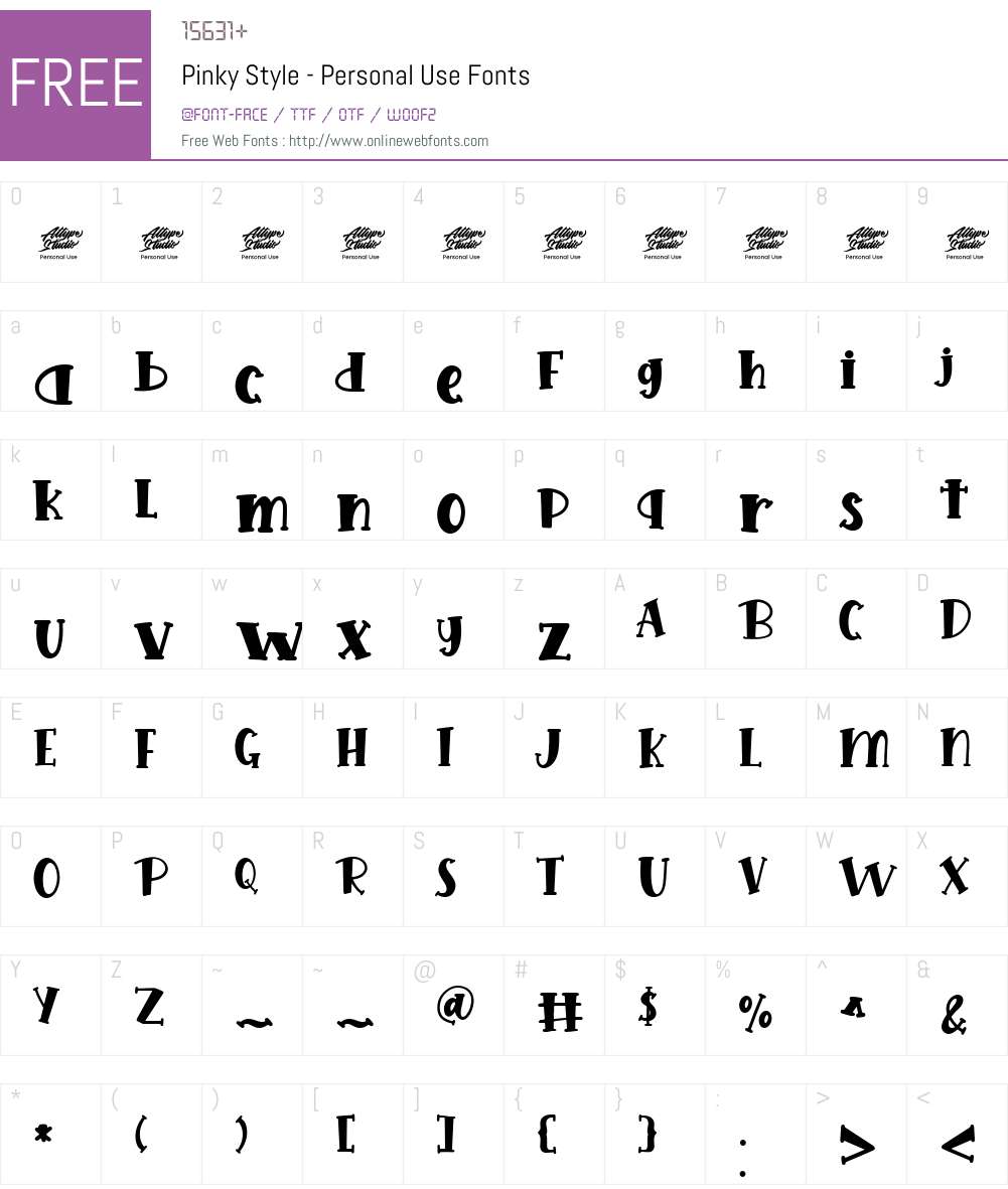 Pinky Style - Personal Use 1.000 Fonts Free Download - OnlineWebFonts.COM