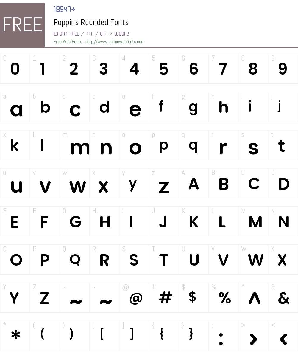 Poppins Rounded Rounded 3.20;September 16, 2022;FontCreator 12.0.0.2547 ...