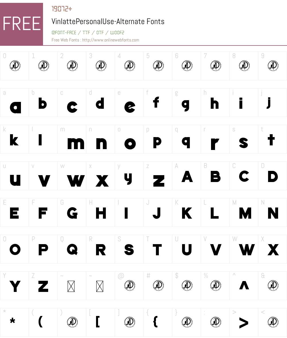 Vinlatte Personal Use Alternate 1.002;Fontself Maker 3.5.7 Fonts Free ...