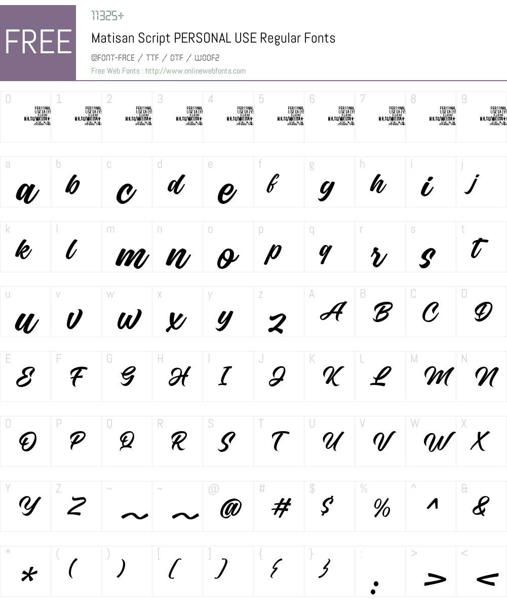 Matisan Script PERSONAL USE 1.000;Glyphs 3.2 (3228) Fonts Free Download - OnlineWebFonts.COM