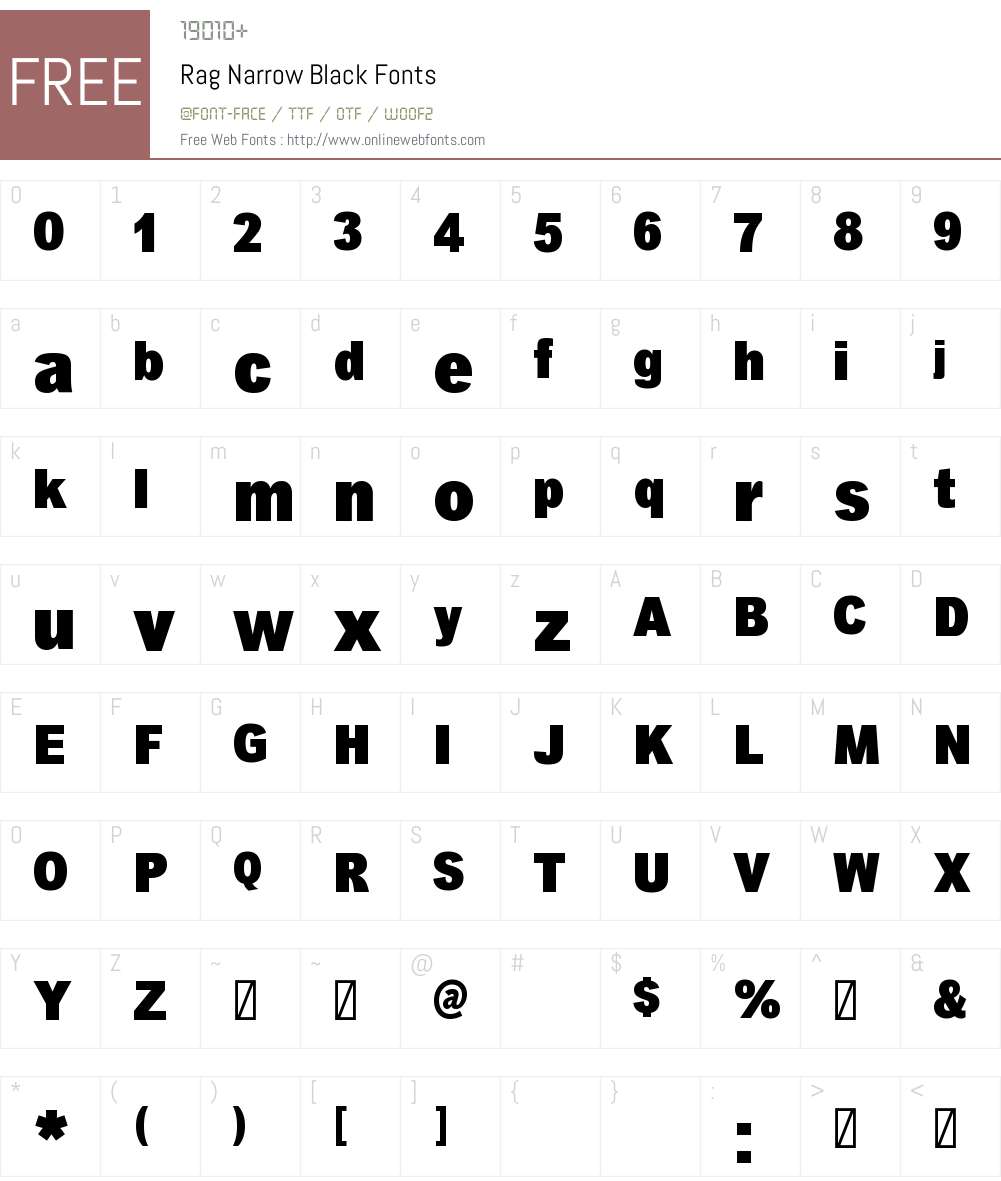 Rag Narrow Black 0.065;Glyphs 3.1.1 (3141) Fonts Free Download ...
