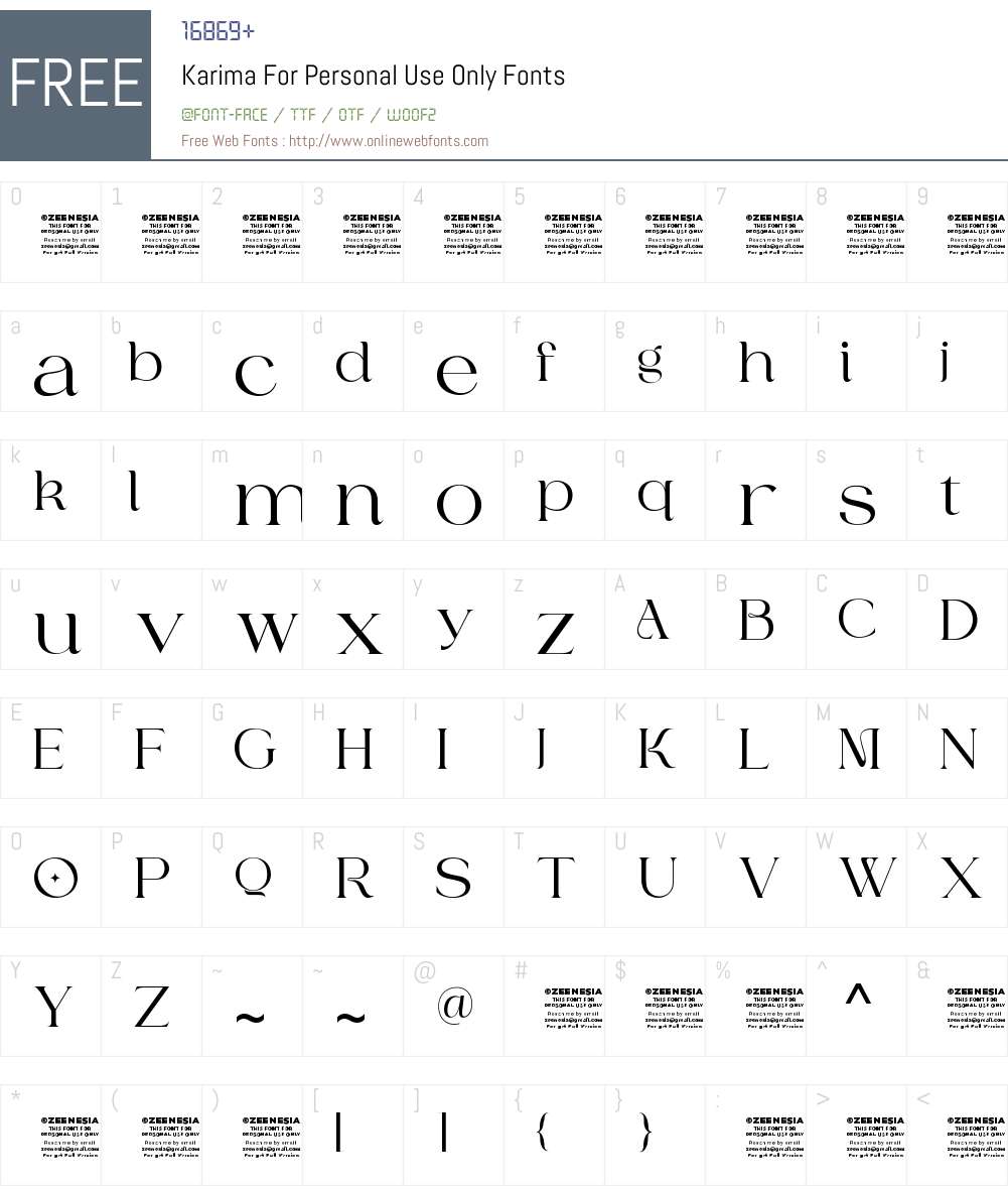 Karima For Personal Use Only 1.00;August 17, 2022;FontCreator 11.5.0 ...