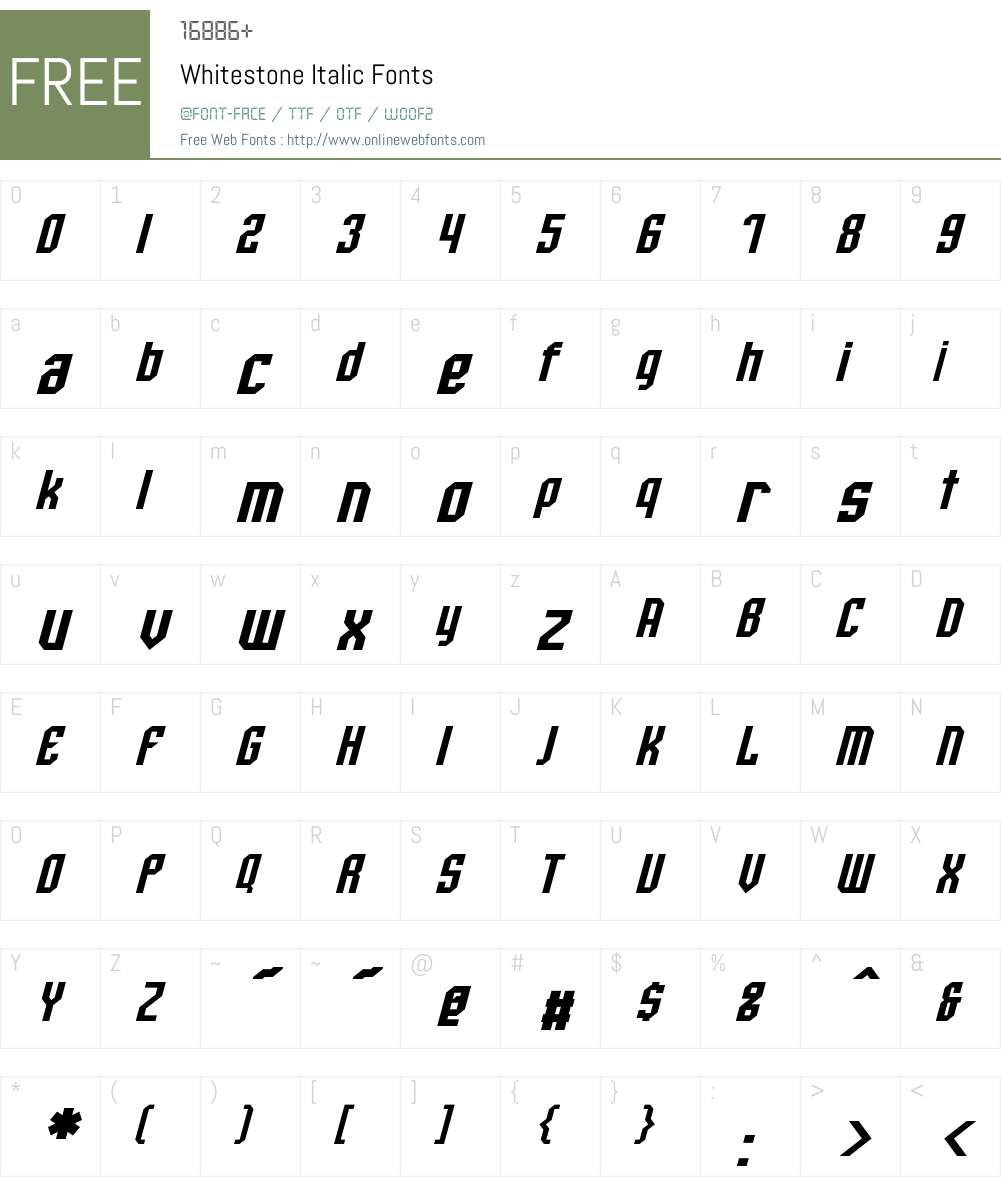 Whitestone Italic 1.00 August 19, 2014, initial release Fonts Free ...