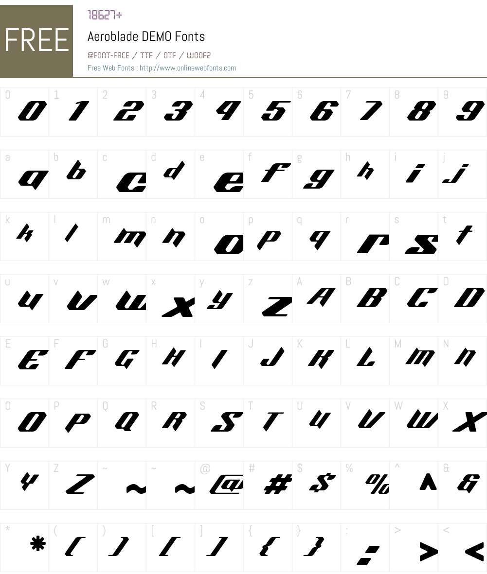 Aeroblade DEMO 2.20;February 14, 2021;FontCreator 13.0.0.2683 64-bit ...