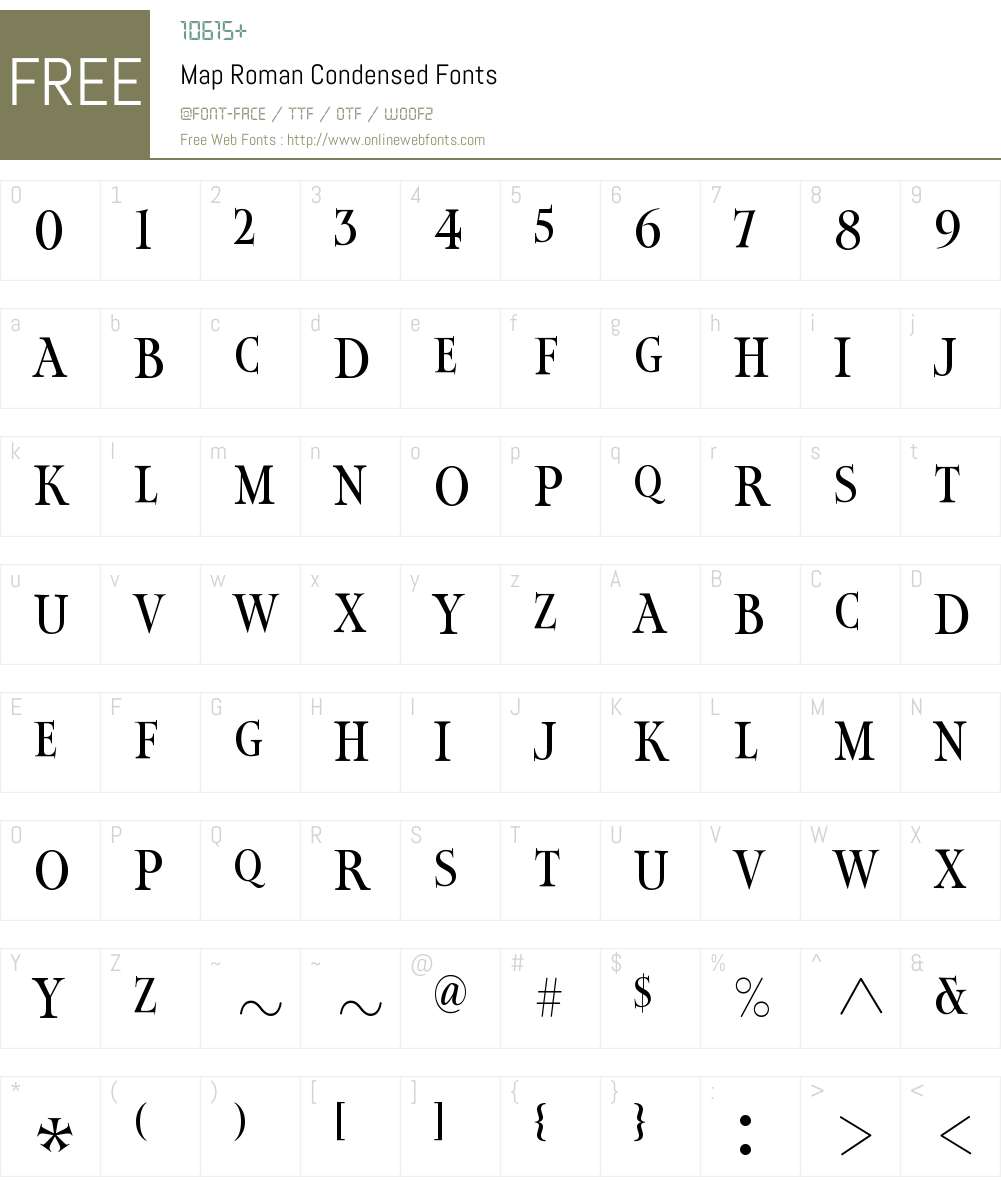Map Roman Condensed 1.000 Fonts Free Download - OnlineWebFonts.COM